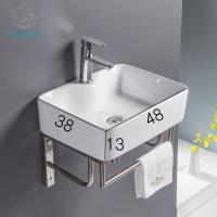 China Single Hole Wall Hang Bathroom Porcelain Basin  Square Strong Practicality for sale