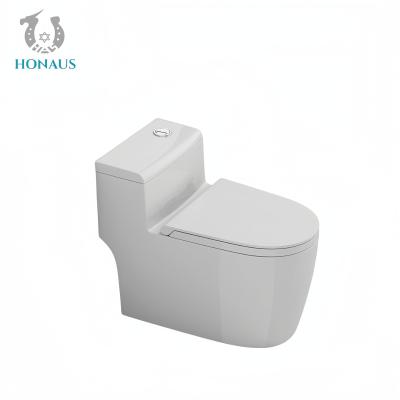China HAS One Piece Ceramic Toilet 740x380x730mm Dual Flush Vortex S Trap Floor Mounted for sale