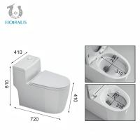 China HAS One Piece Ceramic Toilet 740x380x730mm Dual Flush Vortex S Trap Floor Mounted for sale