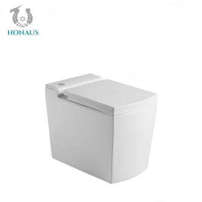 China European Style Mini One Piece Toilet 580x360x450mm Vortex Flushing Ceramic Battery Powered for sale