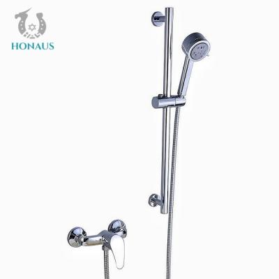 China All Copper Exposed Shower Set with Ceramic Disc Valve Hot Cold Mixer 1.5m Hose for sale