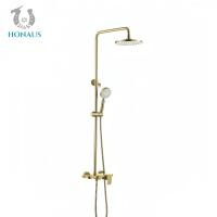 China 304 Stainless Steel Brushed Gold Shower Set Three Function Hot Cold Shower Head for sale