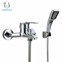 China Copper Mixing Valve Shower Set Bathtub Mixer Triple Hot Cold Water Faucet Wall Mounted 110x235x75mm for sale