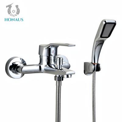 China Copper Mixing Valve Shower Set Bathtub Mixer Triple Hot Cold Water Faucet Wall Mounted 110x235x75mm for sale