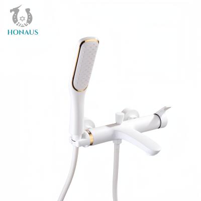 China Triple Function Copper Shower Faucet Wall Mounted Exposed 110x235x75mm Hotel Bathroom for sale