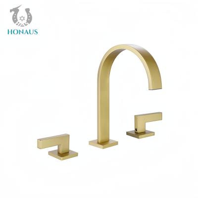 China Black Gold Waterfall Basin Mixer Tap Gravity Casting Hot Cold Water Wash Basin for sale