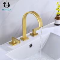China Black Gold Waterfall Basin Mixer Tap Gravity Casting Hot Cold Water Wash Basin for sale
