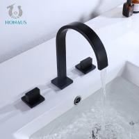 China Black Gold Waterfall Basin Mixer Tap Gravity Casting Hot Cold Water Wash Basin for sale
