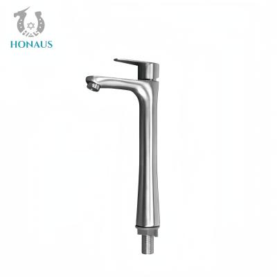 China Stainless Steel Basin Faucet 20x15x30cm Electroplating Dual Handle Mixer Tap for Hotel Bathroom for sale