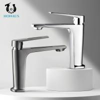 China HAS635LT Copper Basin Faucet Dual Handle Hot Cold Mixer Tap 192mm Deck Mounted for sale