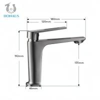 China HAS635LT Copper Basin Faucet Dual Handle Hot Cold Mixer Tap 192mm Deck Mounted for sale