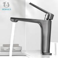 China HAS635LT Copper Basin Faucet Dual Handle Hot Cold Mixer Tap 192mm Deck Mounted for sale