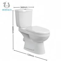 China Two Piece Floor Mounted Toilet Bowl S P Trap 660x360x720mm Water Saving Ceramic for sale