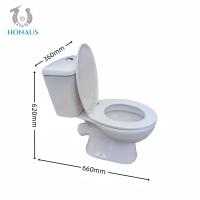 China Ceramic Two Piece Toilet Bowl European Style Wash Down 140mm P Trap 660x360x720mm for sale