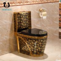 China Luxury One Piece Toilet Bowl 690x390x780mm Golden Siphonic Dual Flush Floor Mounted S-Trap for sale