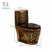 China Luxury One Piece Toilet Bowl 690x390x780mm Golden Siphonic Dual Flush Floor Mounted S-Trap for sale