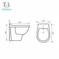 China Traditional Wall Hung Toilet Bowl 535x355x385mm Strong Ceramic Easy Clean Glaze P Trap 3/6L for sale