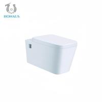 China Square Wall Hung Toilet Bowl Premium Ceramic 565mm Dual Flush 3/6L Hotel Design for sale