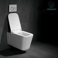 China Square Wall Hung Toilet Bowl Premium Ceramic 565mm Dual Flush 3/6L Hotel Design for sale
