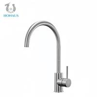 China Brushed Stainless Steel Kitchen Faucet Cold Hot Water Deck Mounted 1.4 KG Ceramic Valve Core for sale
