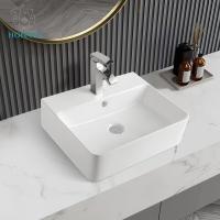 China Small Bathroom Countertop Basin Anti Scratch Ceramic Multi Sizes White for sale