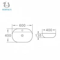 China Oval Bathroom Countertop Basin 1280 Degree Burned Ceramic 600x400x135mm Customizable for sale