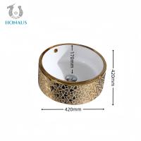 China Golden Bathroom Countertop Basin Electroplating Surface Middle East Luxury for sale