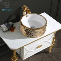 China Golden Bathroom Countertop Basin Electroplating Surface Middle East Luxury for sale