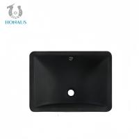 China Rectangular Undermount Bathroom Basin Matt Black Ceramic 410x260mm CE CUPC for sale