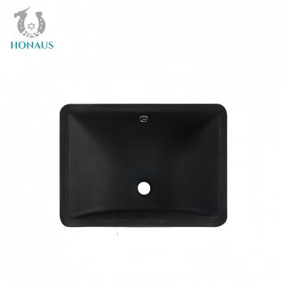 China Rectangular Undermount Bathroom Basin Matt Black Ceramic 410x260mm CE CUPC for sale