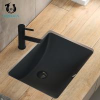 China Rectangular Undermount Bathroom Basin Matt Black Ceramic 410x260mm CE CUPC for sale