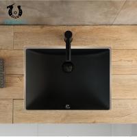 China Rectangular Undermount Bathroom Basin Matt Black Ceramic 410x260mm CE CUPC for sale