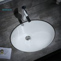 China Round Ceramic Inset Basin White Nano Glaze 500x410x210mm for Hotel Bathroom for sale