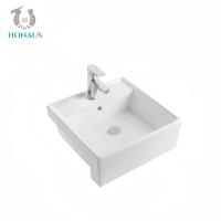 China Ceramic Inset Basin 465mm Undermount Sink One Piece White for Hotel Bathroom for sale