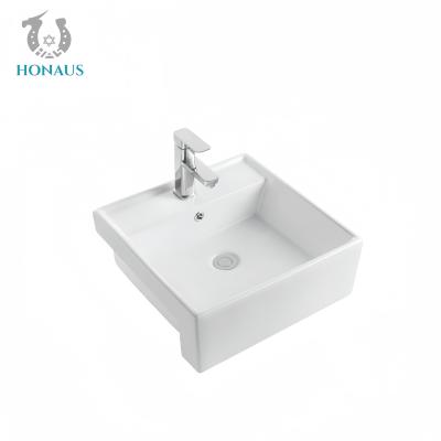 China Ceramic Inset Basin 465mm Undermount Sink One Piece White for Hotel Bathroom for sale