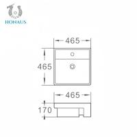 China Ceramic Inset Basin 465mm Undermount Sink One Piece White for Hotel Bathroom for sale