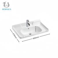 China Flat Design Bathroom Inset Basin Elegant Square Integrally Formed Ceramic White for sale