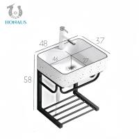China Small Size Bathroom Wall Hung Bain Reinforced Shelf Strong Ceramic Square Modern for sale