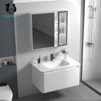 China Floating Vanity Bathroom Wall Hung Bain Ceramic Bowl Large Storage Mirror for sale