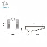 China 620*450*190mm Squatting Pan Ceramic Without Cistern Front Back Flush for sale