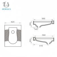 China 560x420x155mm Ceramic Squatting Pan 415mm Pit Distance No S Bend Small Bathroom Toilet for sale
