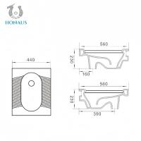 China ODM 390mm Pit Distance Ceramic Squatting Pan Toilet 560x440x230mm for Project Building for sale