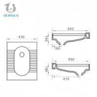 China 550x430x190mm Ceramic Squatting Pan Toilet No S Bend Modern Anti Stain White for sale