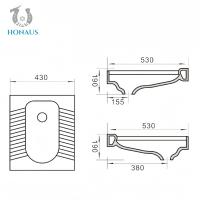 China Premium Ceramic Squatting Pan Toilet 530x430mm OEM Customizable Accessories Included for sale