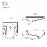 China Ceramic Squatting Pan Toilet 550x440mm Pit Distance 405mm for Office Building for sale