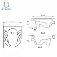 China Ceramic Squatting Pan Toilet 550x440mm Pit Distance 405mm for Office Building for sale