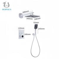 China Chrome Concealed Valve Showers Digital Display Two Outlets Multi Modes Spray Brass Body for sale