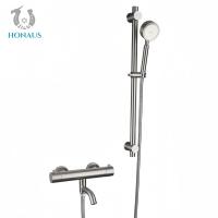 China Wall Mounted Exposed Shower Set 304 Stainless Steel Thermostatic Two Outlets 0-90C for sale
