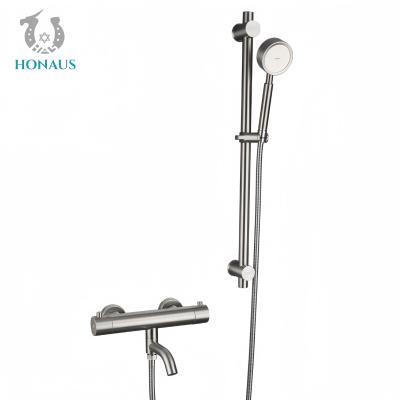 China Wall Mounted Exposed Shower Set 304 Stainless Steel Thermostatic Two Outlets 0-90C for sale