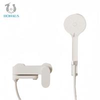 China Cream Style Exposed Valve Shower Set Two Outlets Brass Body 90°C for Apartment for sale